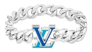 LOUIS VUITTON Stainless Steel Enamel M Costume Bracelet - Silver
