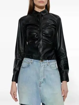 Balenciaga Ruched Leather Shirt