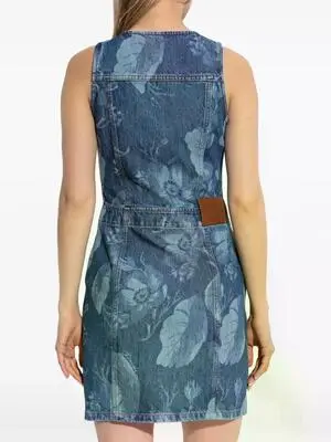Fendi Floral-print Sleeveless Denim Dress