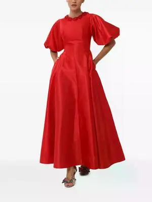 BARUNI Jawher Bead-embellished Puff-sleeve Maxi Gown - Red
