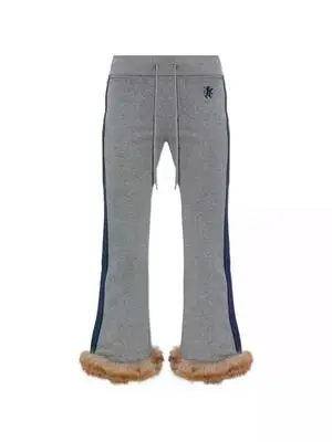 Balenciaga Flared Trousers With Fur Trim - Grey