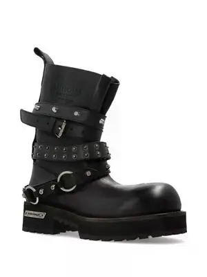 Balenciaga Venom City Studded-strap Leather Boots