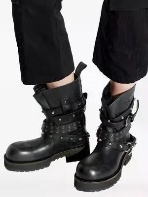 Balenciaga Venom City Studded-strap Leather Boots