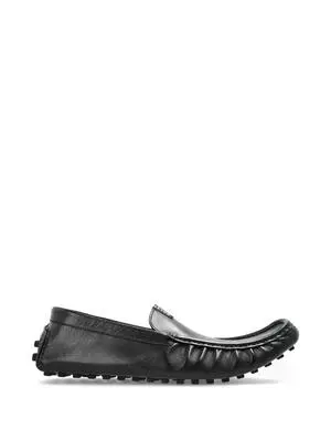 Balenciaga Portofino Ruched Leather Loafers - Black