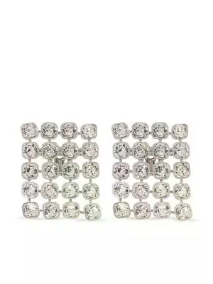Balenciaga Crystal Embellished Rectangle Earrings - Silver