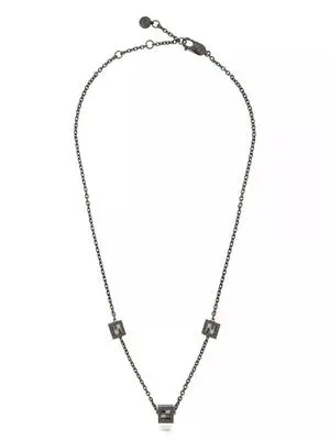 Fendi Logo Square Pendant Necklace - Grey