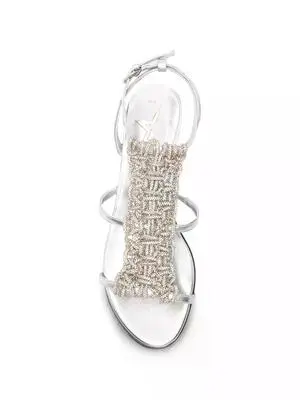 MARC ELLIS Crystal-embellished Metallic-effect Slingback Sandals