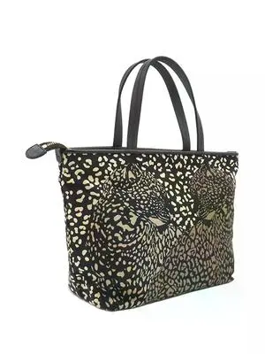 FERRAGAMO Gancini Leopard Print Nylon Tote