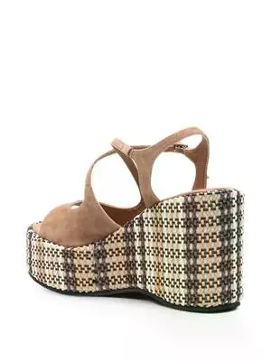 MARC ELLIS Woven Platform Suede Sandals