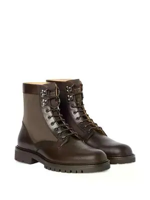 Brunello Cucinelli Waxed Calfskin And Techno Fabric Combat Boots