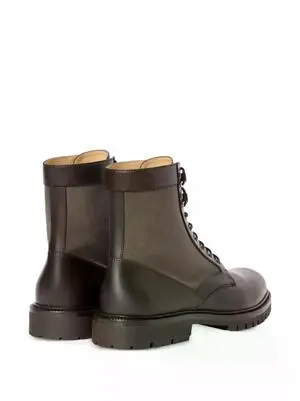 Brunello Cucinelli Waxed Calfskin And Techno Fabric Combat Boots