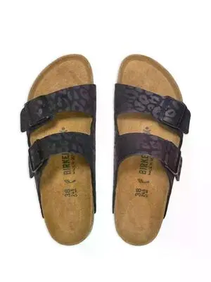 BIRKENSTOCK Arizona Leopard-print Calf Suede Slides
