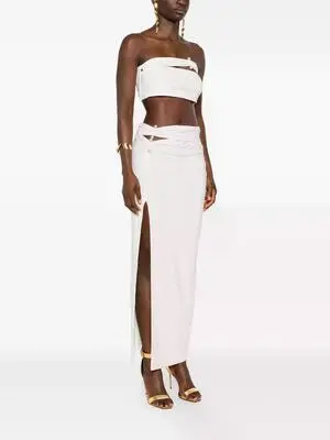 NISSA Pearl-embellished Bandeau Top And Skirt Set