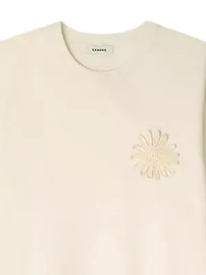 Sandro Flower Patch Long Sleeve Sweater