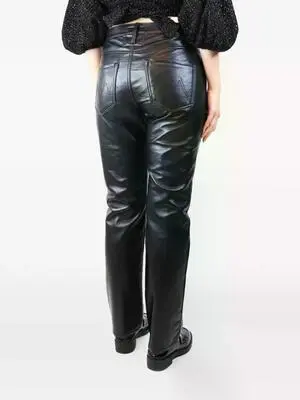 MOTHER Faux-leather Straight-leg Trousers