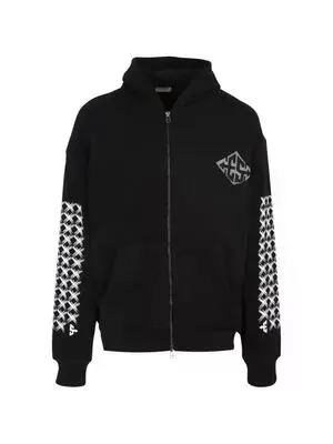 EXIT SOCIETY Logo Print Zipped Hoodie