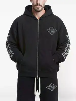 EXIT SOCIETY Logo Print Zipped Hoodie