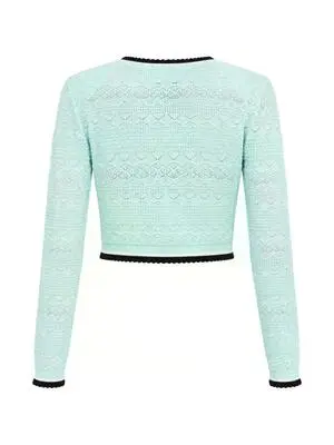 SELF-PORTRAIT Pointelle-knit Pleated Mini Skirt