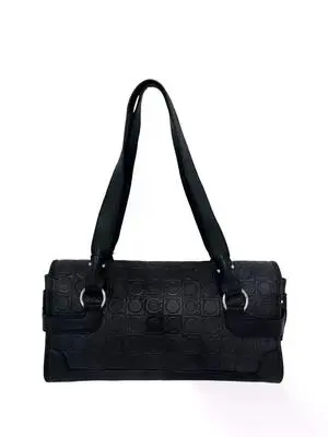 FERRAGAMO Gancini Embossed Leather Shoulder Bag
