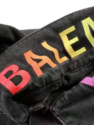 Balenciaga 2010s Rainbow Logo Denim Jacket