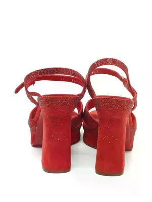 FERRAGAMO Sonya Crystal Embellished Heeled Sandals - Red
