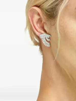 FERRAGAMO Deconstructed Gancio Stud Earrings With Crystal Embellishment