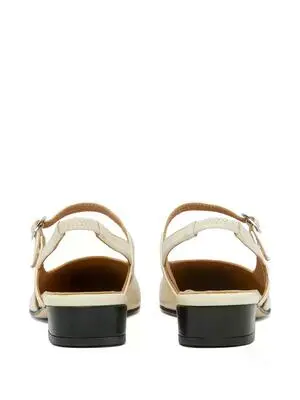 CAREL Cream Leather Cap Toe Slingback Flats