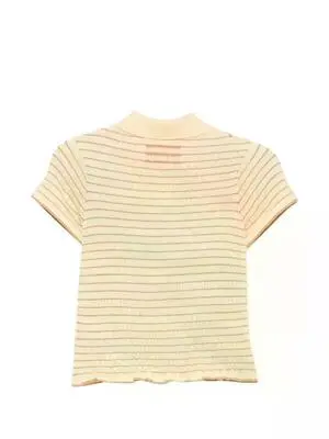 Guest In Residence Smocked Striped Polo Shirt - Neutrals