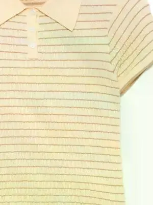 Guest In Residence Smocked Striped Polo Shirt - Neutrals