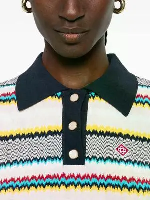 Casablanca Chevron Knit Polo Top