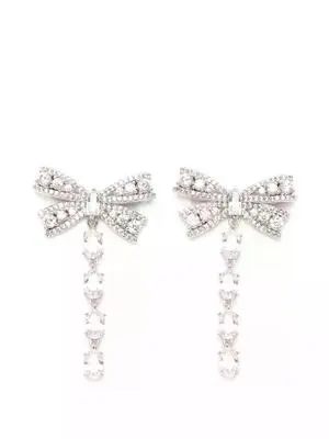SELF-PORTRAIT Crystal-bow Drop Earrings - Silver