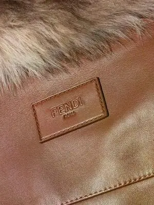 Fendi Faux-fur Collar Leather Jacket
