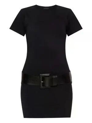 Balenciaga Belted Crewneck Mini Dress - Black