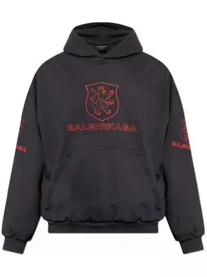 Balenciaga Logo-embroidered Hoodie - Black