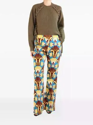 La DoubleJ Printed Velvet Trousers - Blue