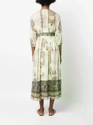 Max Mara Graphic-print V-neck Silk Dress
