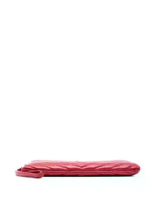 Saint Laurent Monogram Wristlet Pouch Clutch Bag - Red