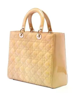 Dior Large Patent Cannage Lady Satchel - Neutrals