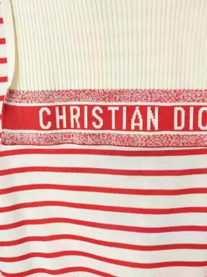 Dior Fine Knit Striped V-neck Sweater