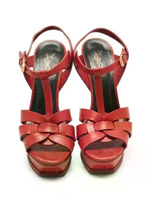 Saint Laurent Tribute Multi-strap Platform Stiletto Sandals - Red