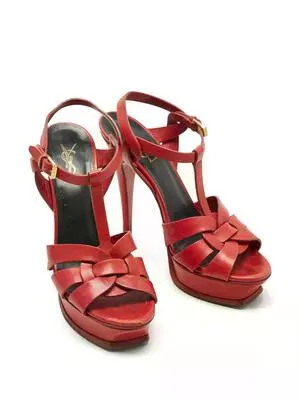 Saint Laurent Tribute Multi-strap Platform Stiletto Sandals - Red