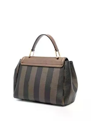 Fendi Pequin Coated Canvas And Leather Silvana Satchel - Brown