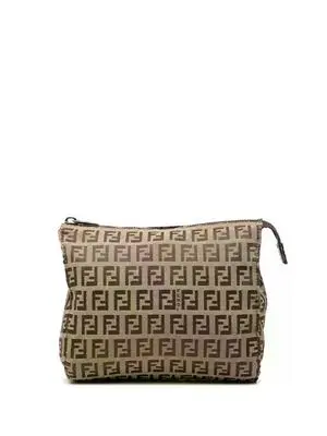 Fendi Zucchino Canvas Pouch - Neutrals