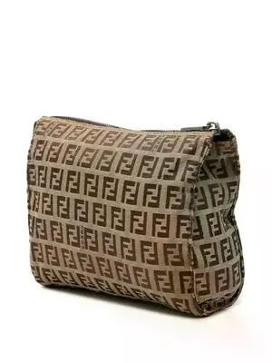Fendi Zucchino Canvas Pouch - Neutrals