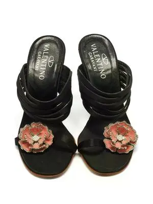 Valentino Garavani Floral Embellished Stiletto Sandals - Black