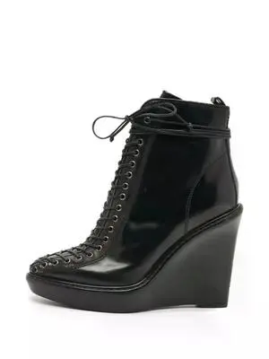 Givenchy Leather Lace-up Wedge Ankle Boots