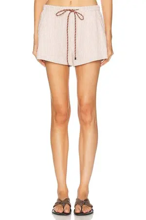 Citizens Of Humanity Citizens Of Humanity Este Drawstring Shorts In Red Raspberry Stripe