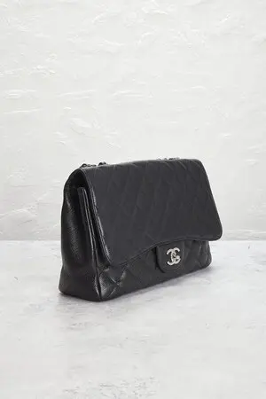Chanel Jumbo Classic Flap Bag In Caviar Leather