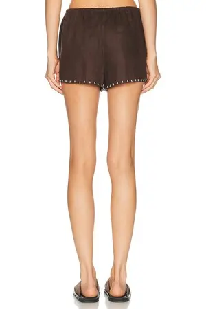 Staud Paddle Linen Shorts With Embellishments