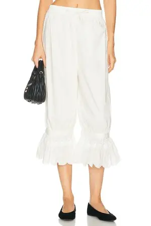 Staud Renzo Poplin Pant With Lace Hem - Ivory